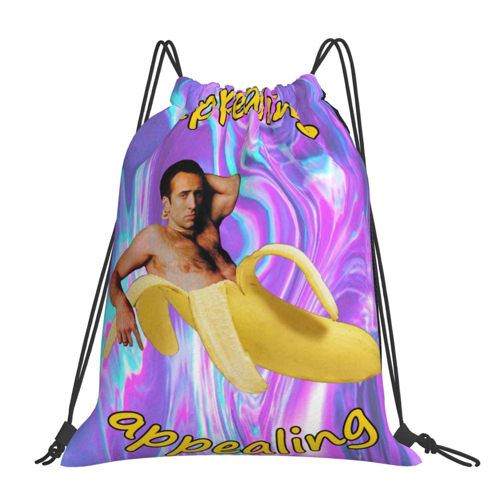 Nicolas Cage Banana Drawstring Backpack Sport Gym Bag For Yoga Swimming ...
