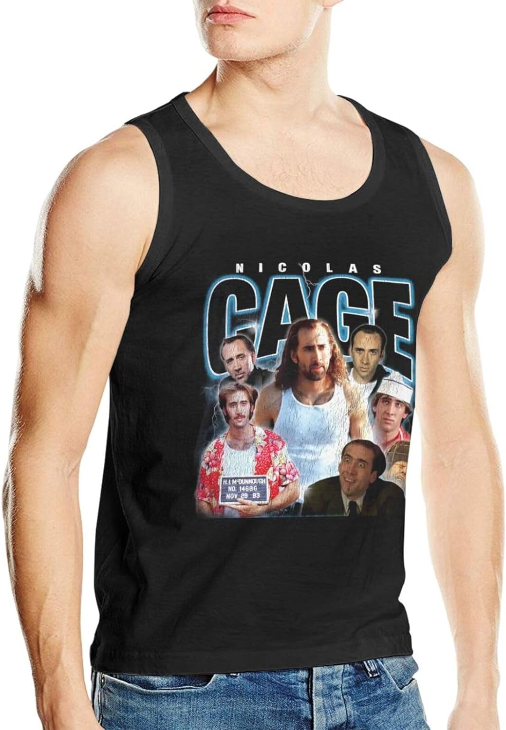 Nicolas Cage Men's Workout Tank Tops Gym Athletic Sleeveless T-Shirts ...