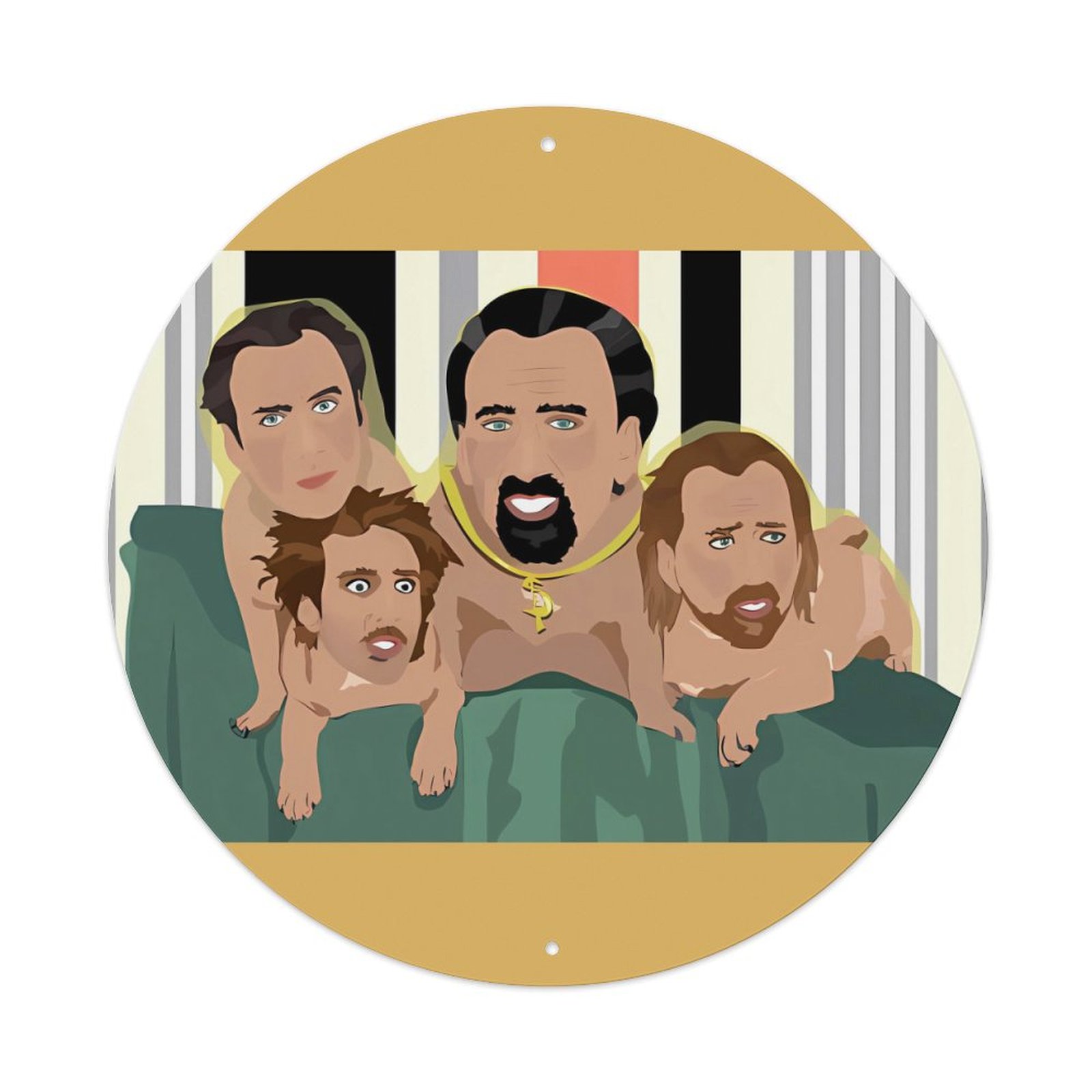 Nicolas Cage Round Decorative Aluminum Sign For Living Room And Bedroom ...