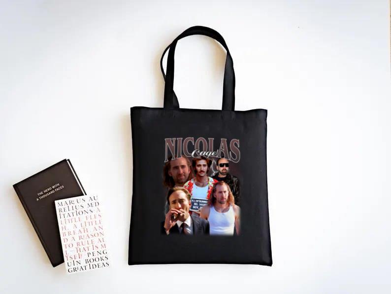 Nicolas Cage Tote Bag 90s Bootleg Rap Meme Parody Fan Graphic Style ...