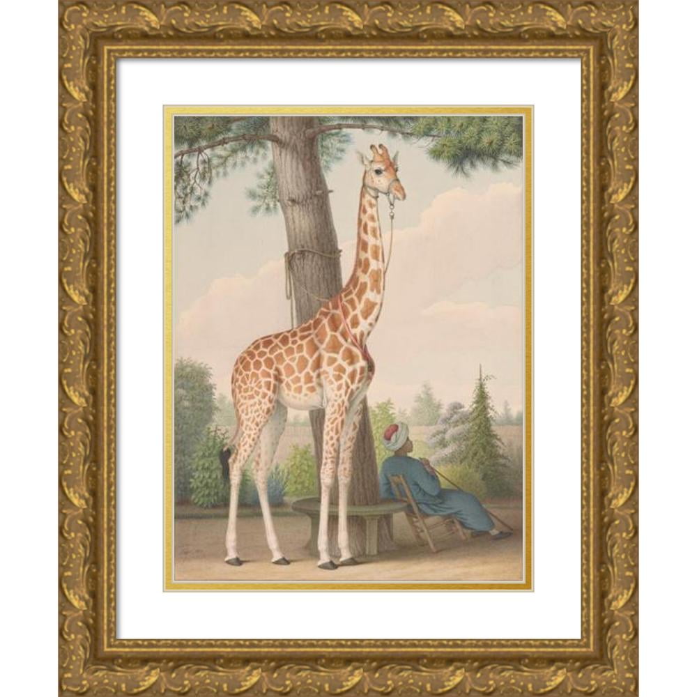 Nicolas Huet The Younger 12x14 Gold Ornate Wood Frame and Double Matted ...