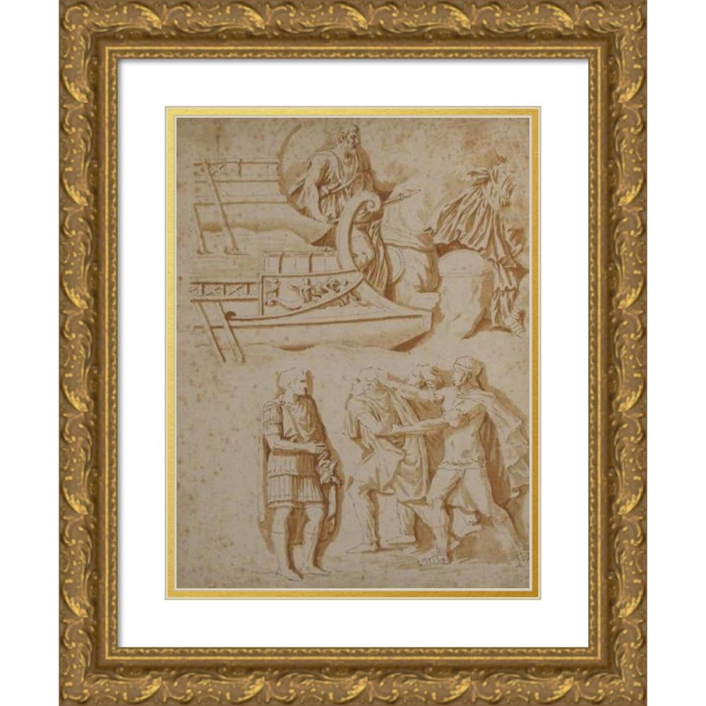 Nicolas Poussin 14x18 Gold Ornate Wood Frame and Double Matted Museum ...