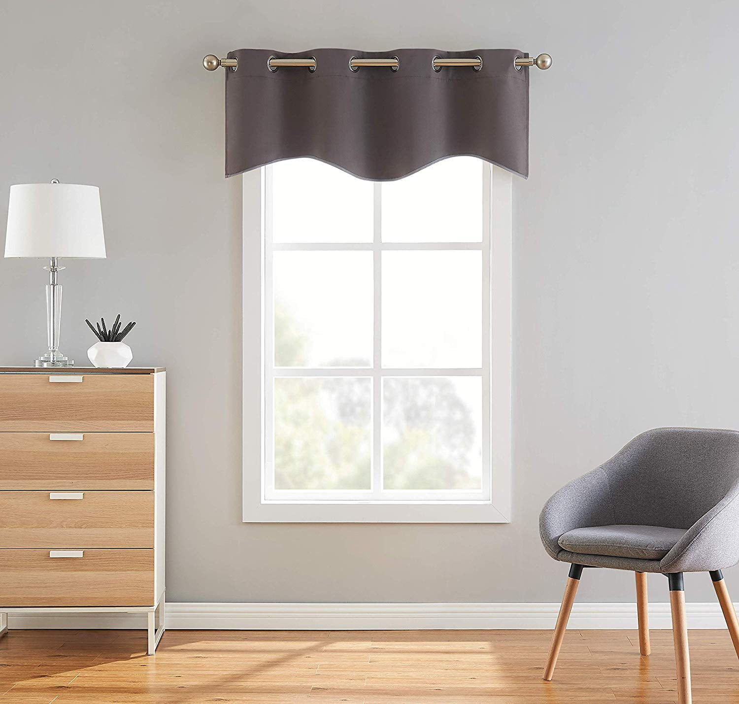 Nicole - 1 Scalloped Valance Curtain Panel - Premium Grommet Blackout ...