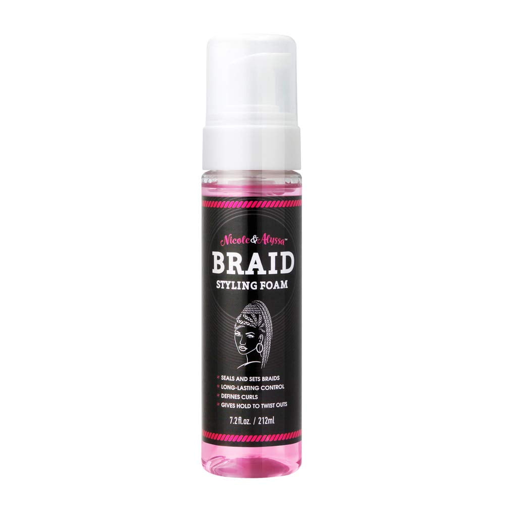 nicole & alyssa Braid Styling Foam, Seals Braids, Defines Curls, 7.2oz ...