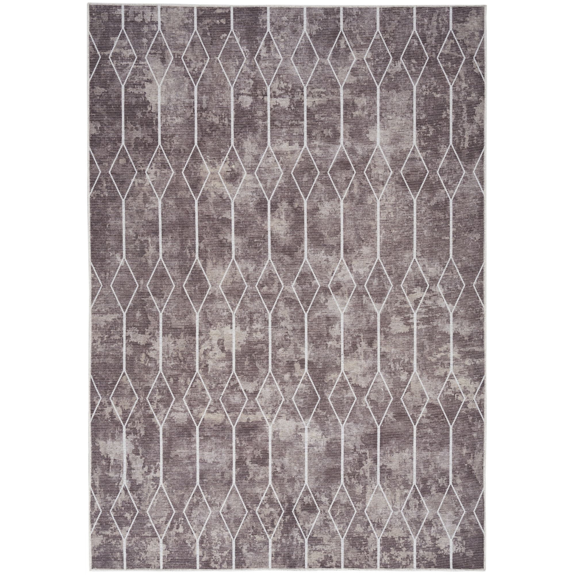 Nicole Curtis Machine Washable Series 1 Geometric Mocha 4' x 6' Area ...