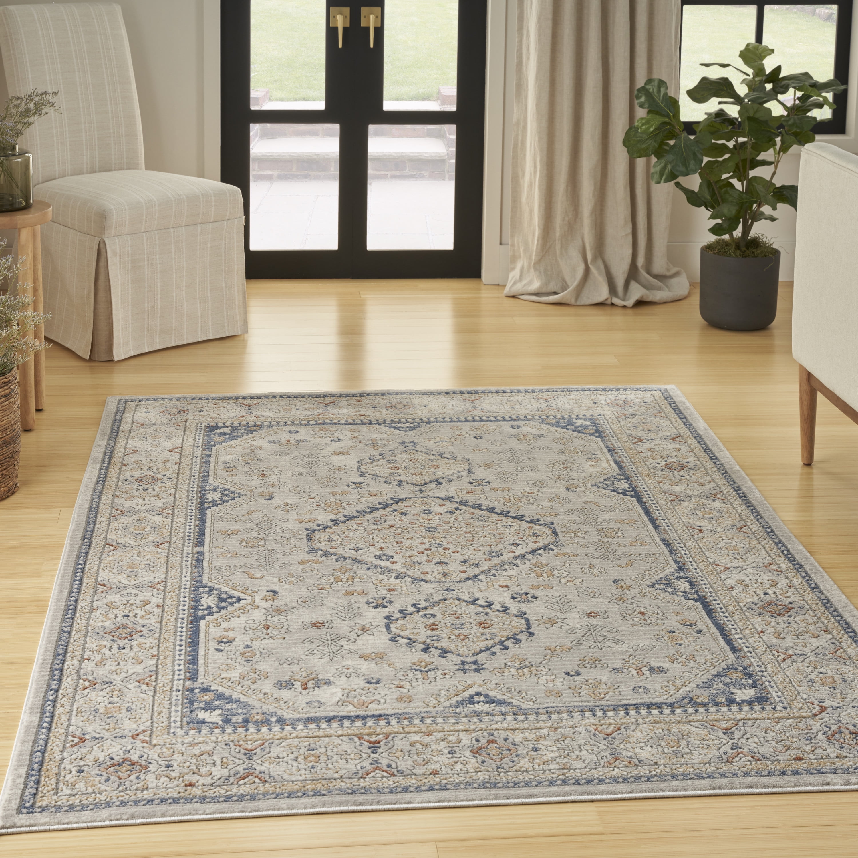 Nicole Curtis Series 4 Persian Grey/Blue 5'3" x 7'3" Area Rug, (5x7 ...