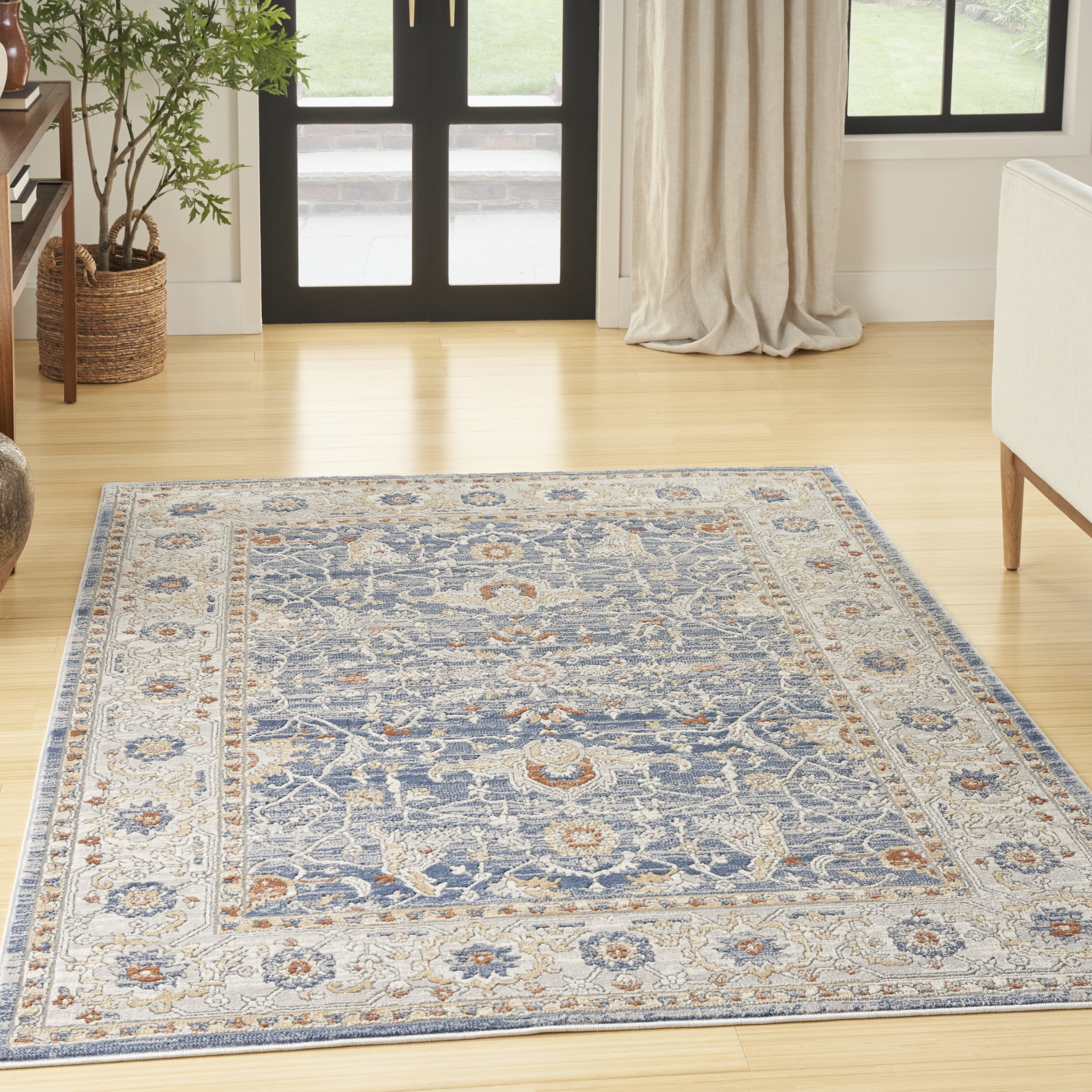 Nicole Curtis Series 4 Persian Light Blue Grey 6'7" x 9'2" Area Rug ...