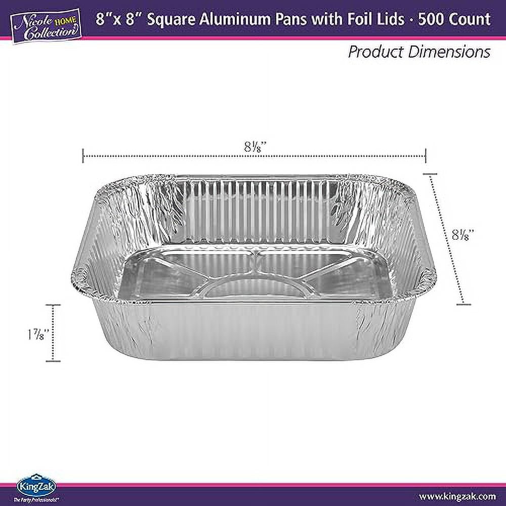Nicole Home Collection 8x8 Aluminum Pans (500 Pack) 8 Inch Foil Pans ...