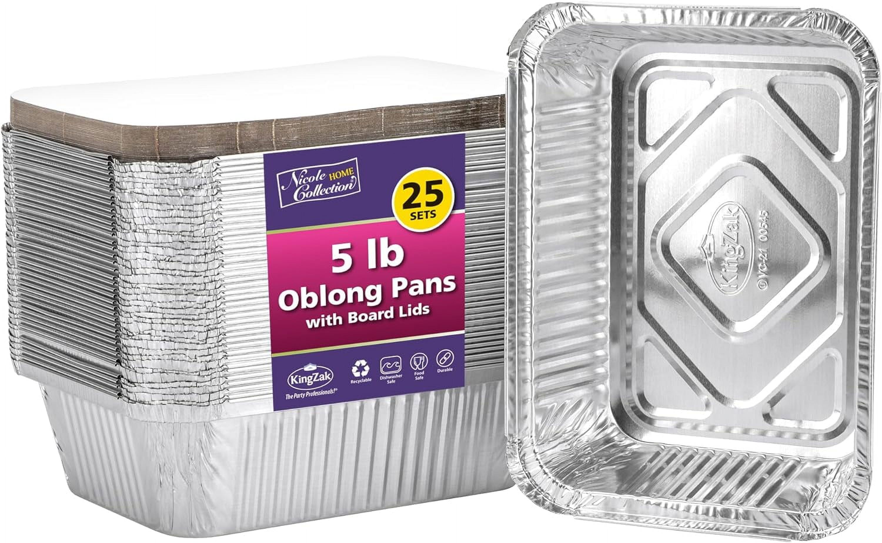 Nicole Home Collection Aluminum Pans With Lids - 25 Count - 5LB (10" x7 ...