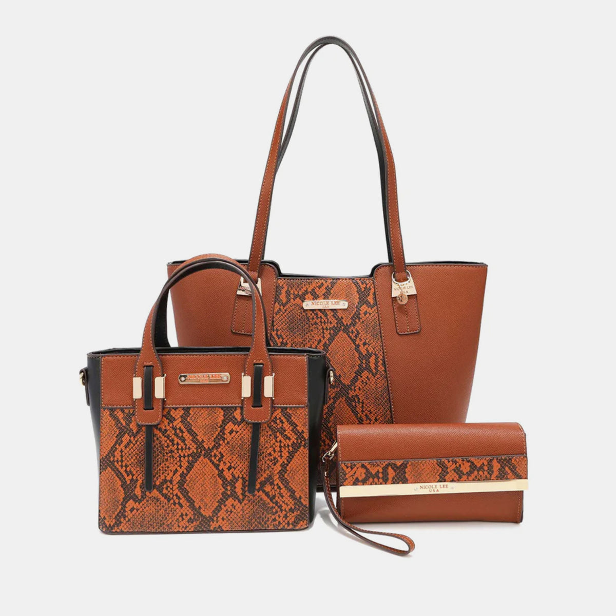 Nicole Lee USA 3-Piece Snake Print Handbag Set - Walmart.com