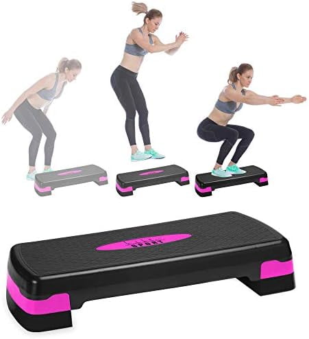 Nicole Miller Aerobic Exercise Step Deck, Adjustable Workout Fitness ...