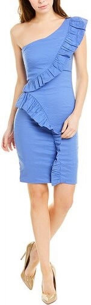 Nicole Miller Artelier CATALINA BLUE Cotton Metal One Shoulder Dress ...