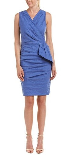 Nicole Miller Artelier CATALINA BLUE Solid Cotton Metal Ruffle Front ...