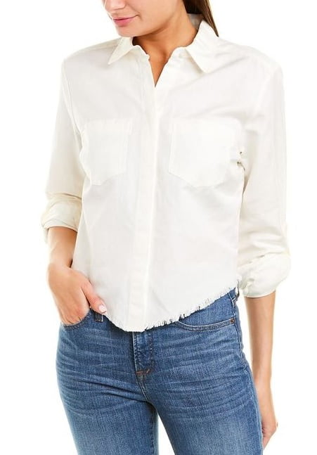 Nicole Miller Artelier WHITE Linen Shredded Blouse, US Large - Walmart.com