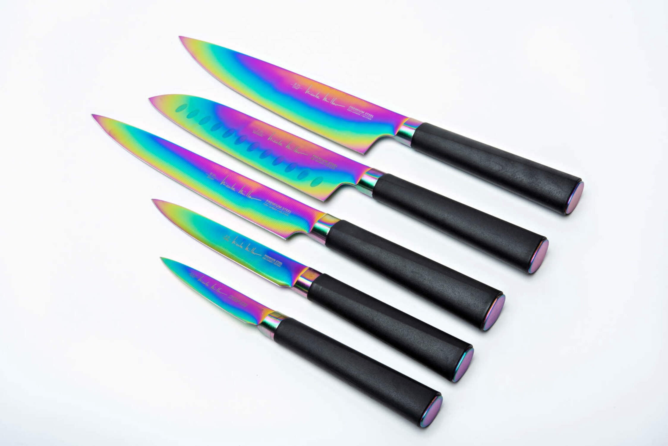 Nicole Miller Cutlery Knife Set - 5-Piece Rainbow Knife Set with ...