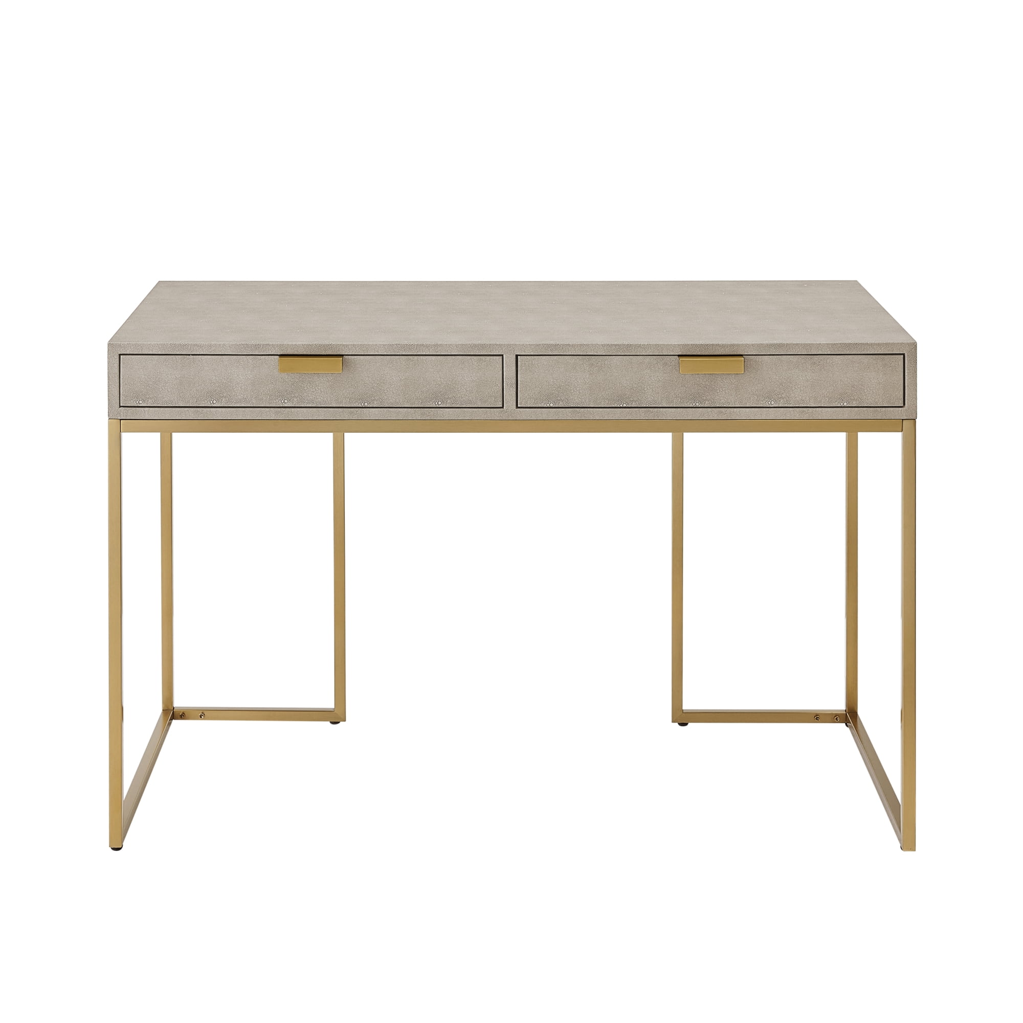 Nicole Miller Jaheim Faux Shagreen Desk with 2 Drawers, Cream White ...