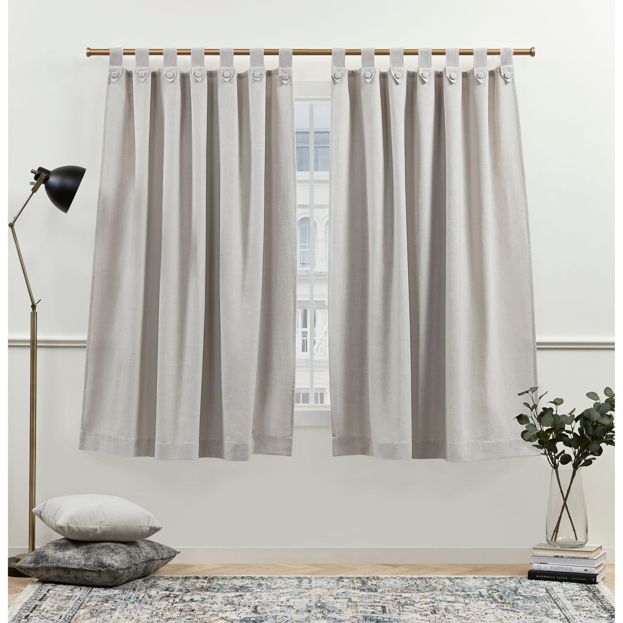 Nicole Miller Tuxedo Tab Top Light Filtering Curtain Panels 54x63 ...