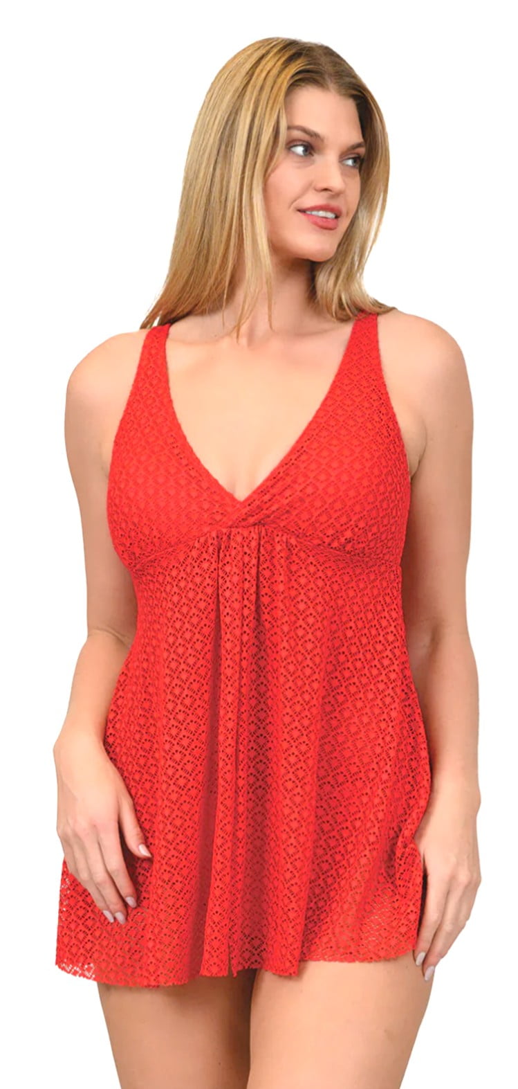 Nicole Miller Studio Crochet Textured Flyaway Swimsuit Swimdress - Size Small - Walmart.com