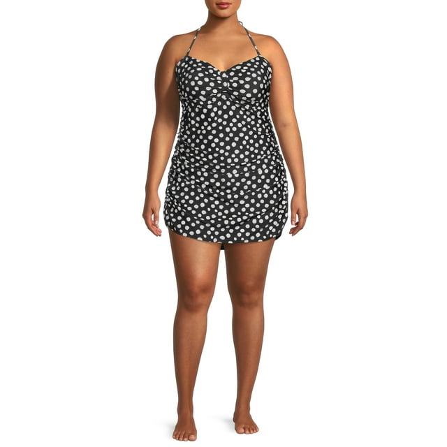 Nicole Miller Women's Plus Size Polka Dot Convertible Strap One Piece ...