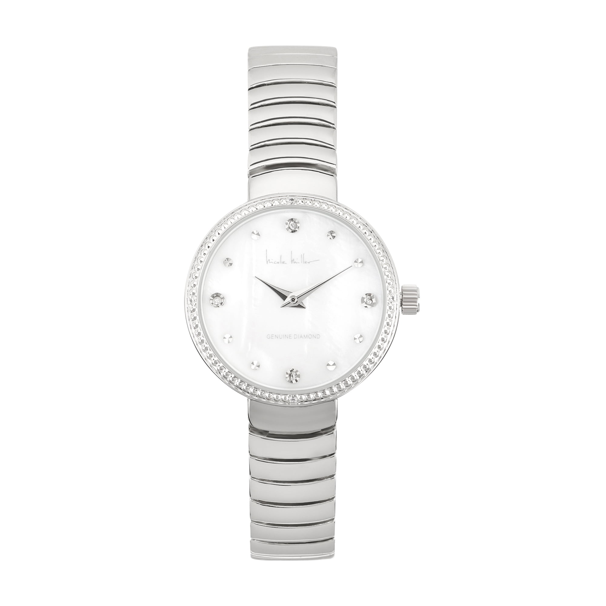 Nicole Miller Women's Silver Genuine Diamond Wristwatch - Walmart.com