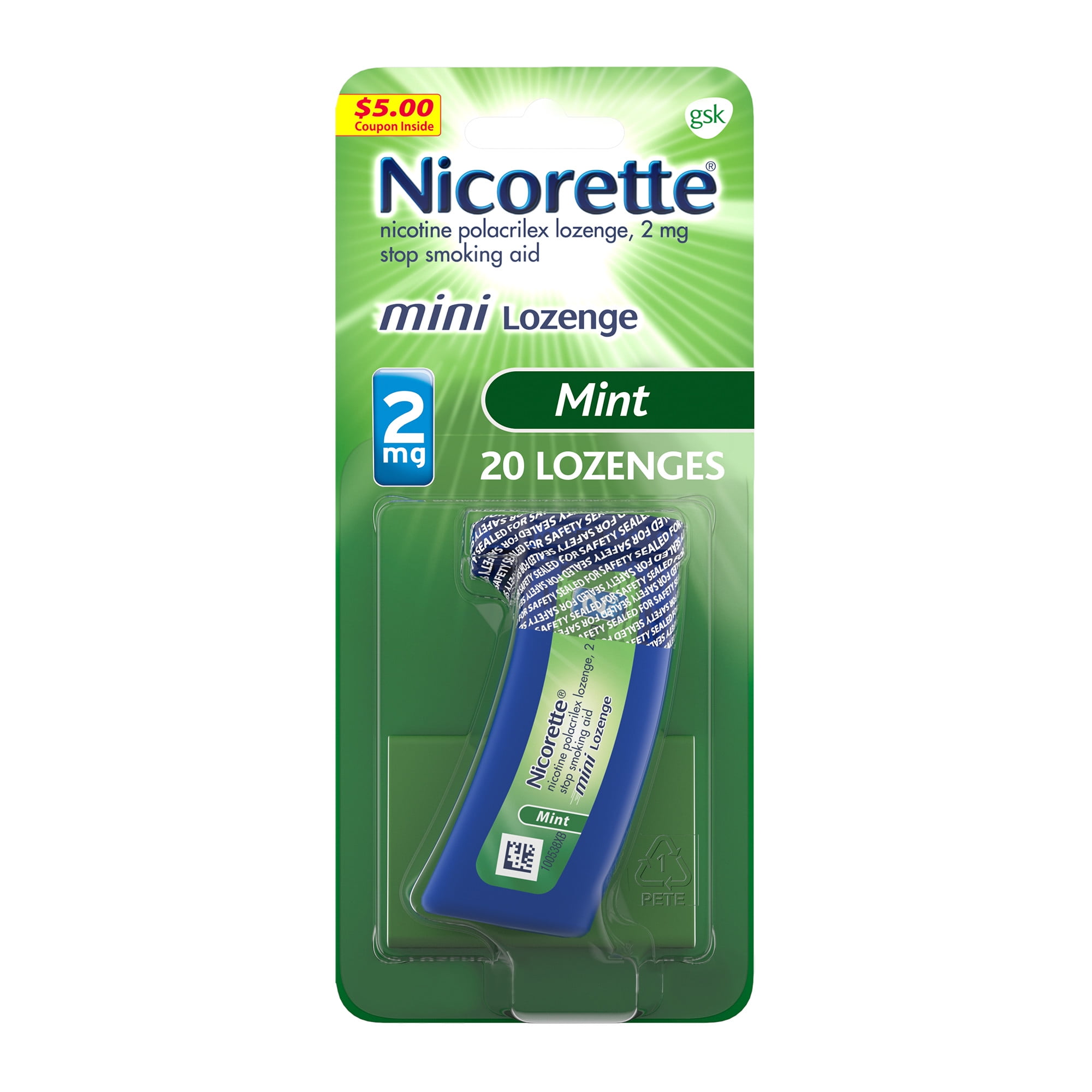 Nicorette Mini Nicotine Lozenges Stop Smoking Aid 2 Mg Mint - 20 Ct ...
