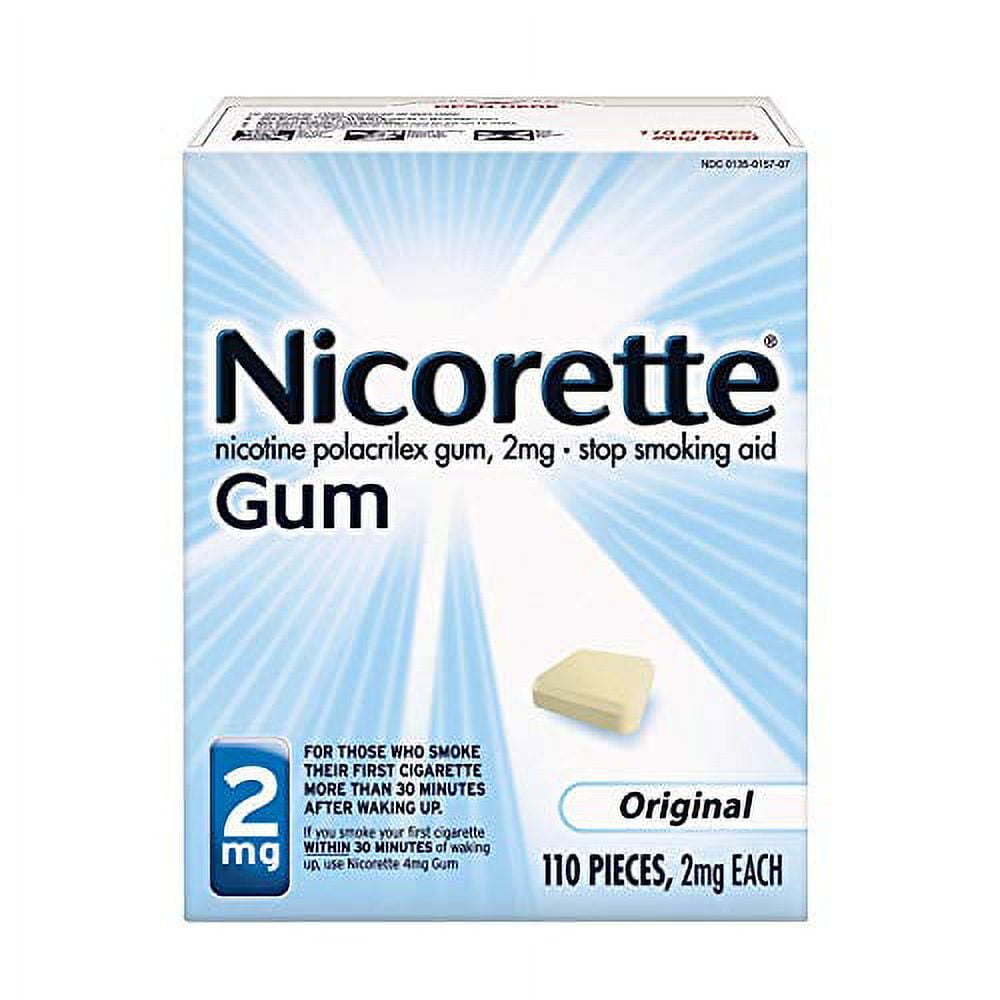 Nicorette Nicotine 2mg Chewing Gum Stop Smoking Aid Original, 110 ct, 2 ...