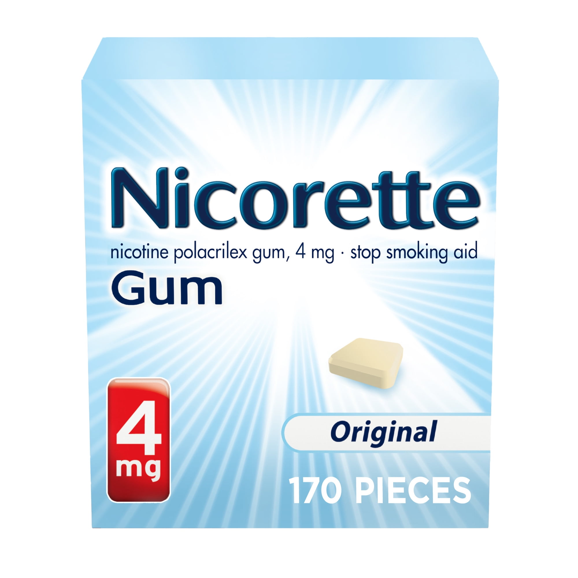 Nicorette Nicotine Gum, Stop Smoking Aids, 4 mg, Original, 170 Count ...