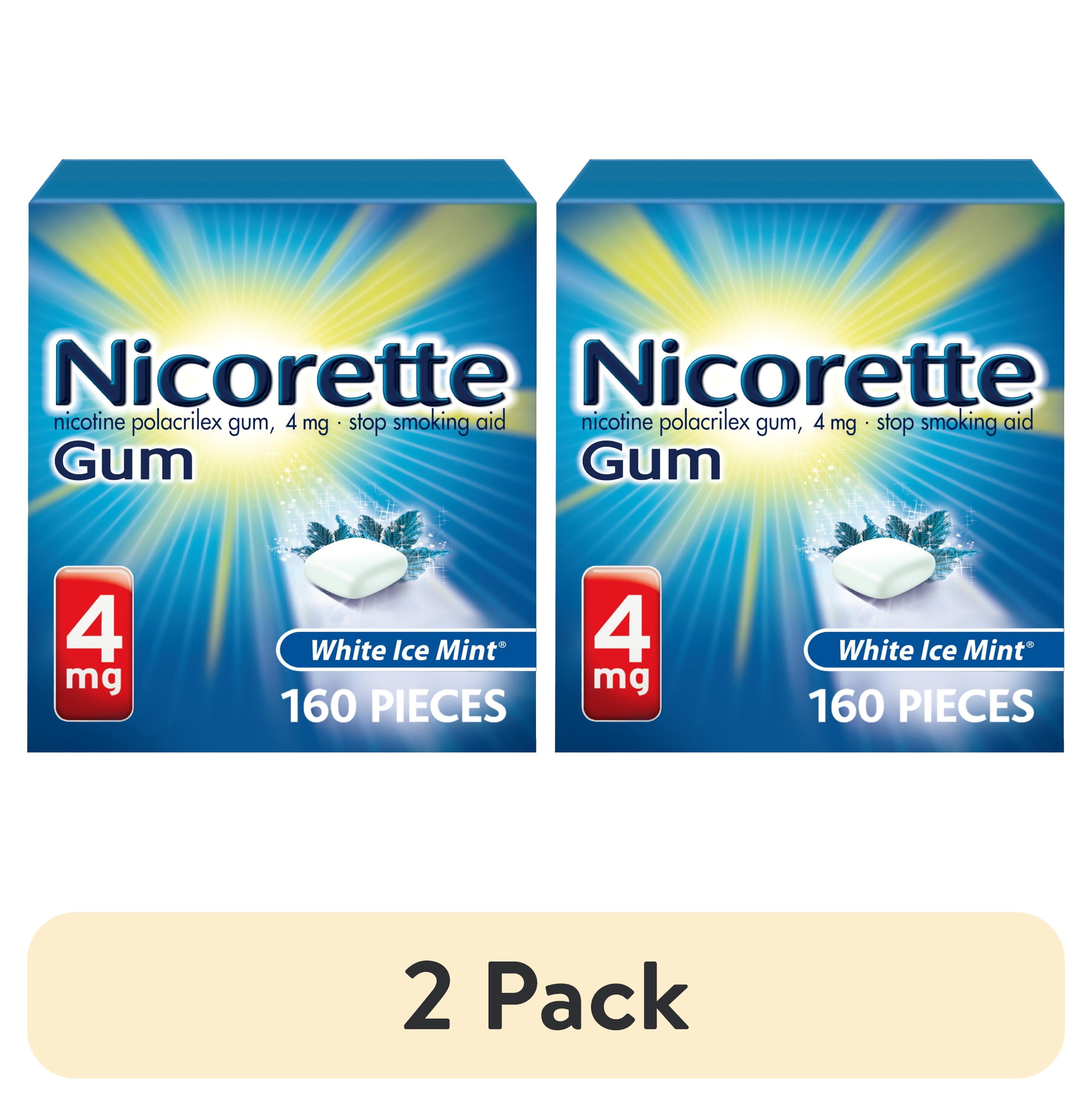 (2 pack) Nicorette Nicotine Gum, Stop Smoking Aids, 4 Mg, White Ice ...