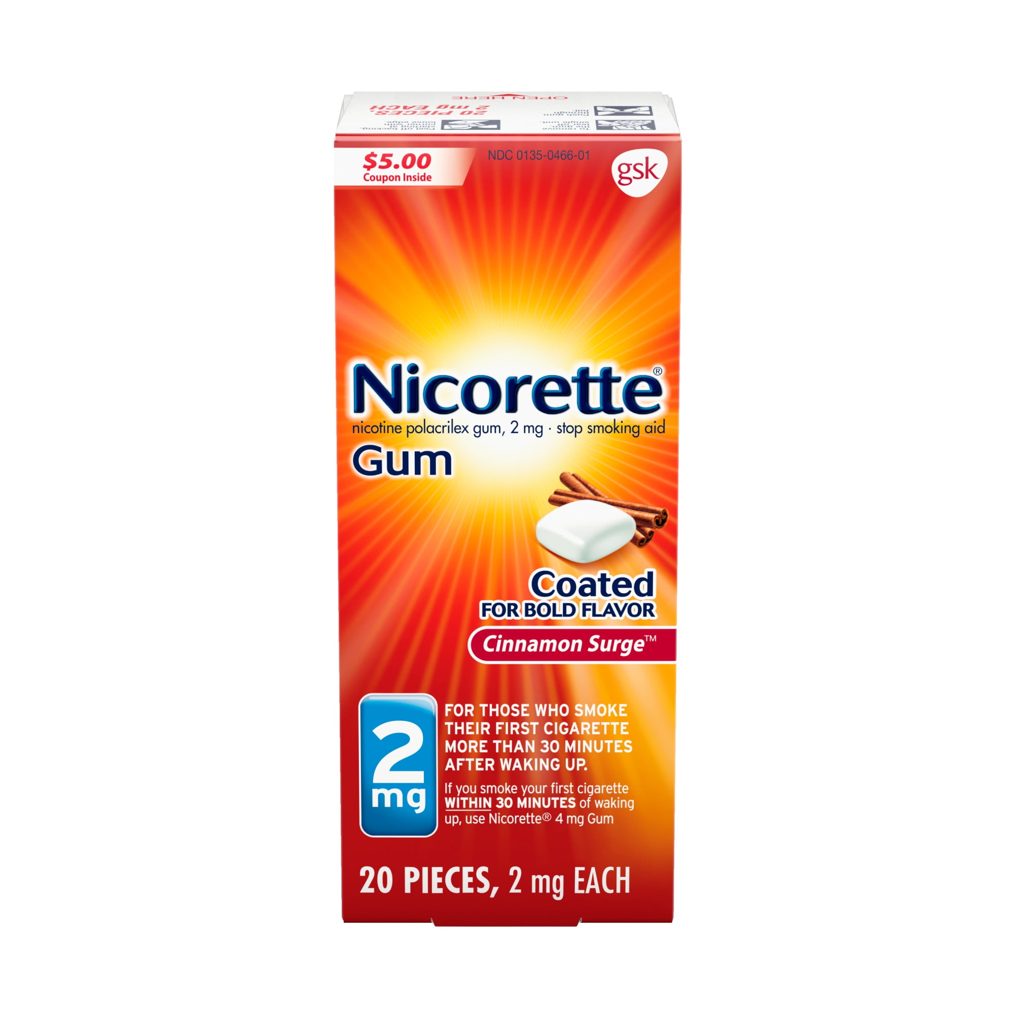 Nicorette Nicotine Gum to Stop Smoking, 2Mg, Cinnamon Surge Flavor - 20 ...