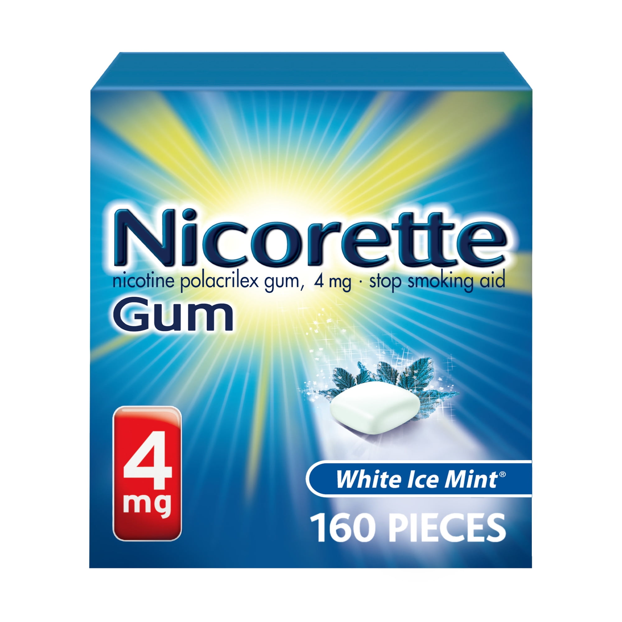 2 Pack Nicorette Nicotine Gum To Stop Smoking White Ice Mint Flavor