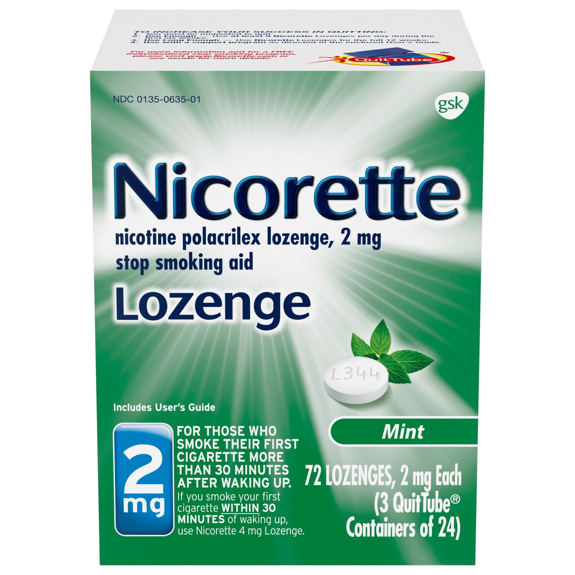 Nicorette Nicotine Lozenges, Stop Smoking Aids, 2 Mg, Mint, 72 Count ...