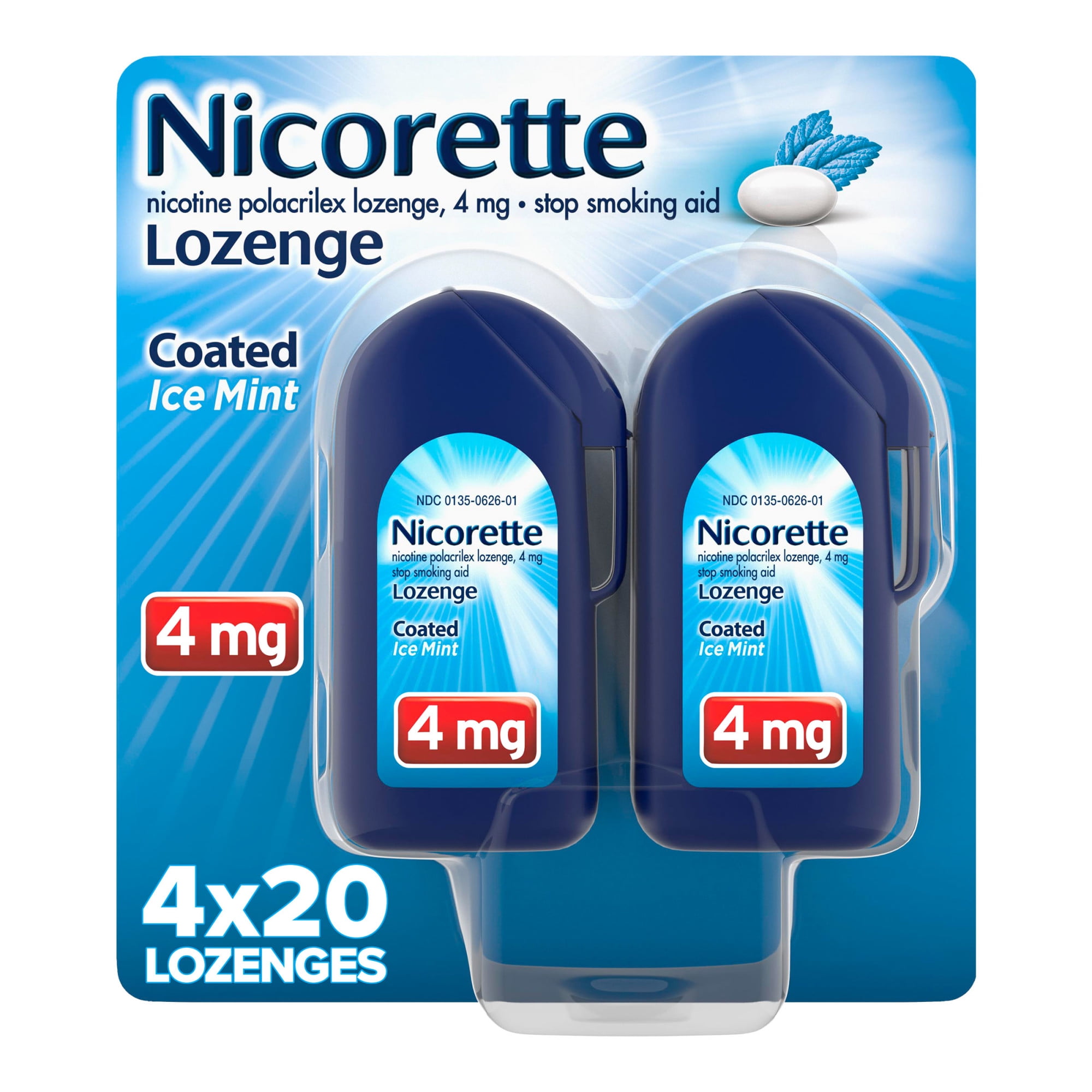 Nicorette, Nicotine Lozenges, Stop Smoking Aids, 4 Mg, Mint, 20 Count ...
