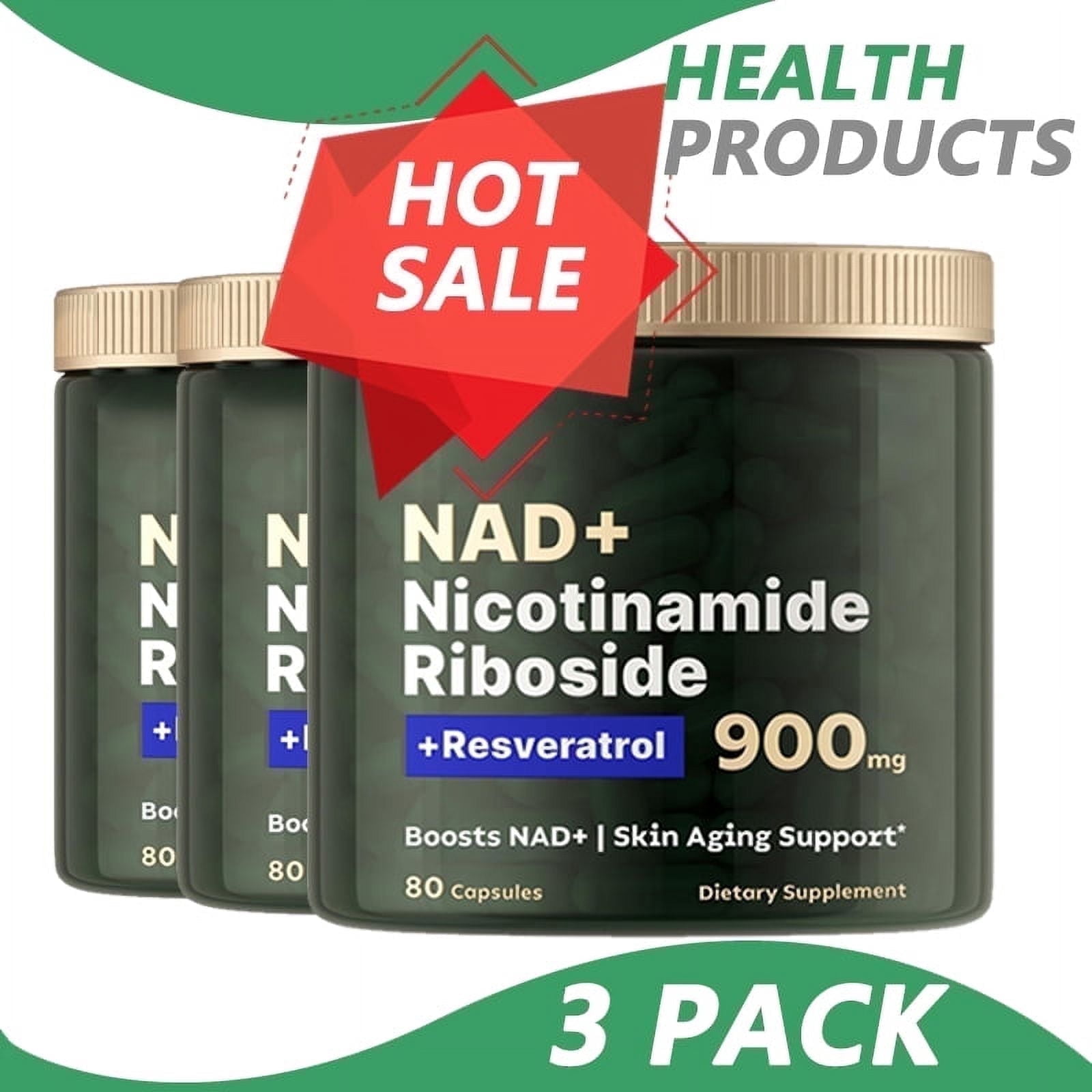 Nicotinamide Riboside 900mg - Anti Aging 3 Pack - Walmart.com