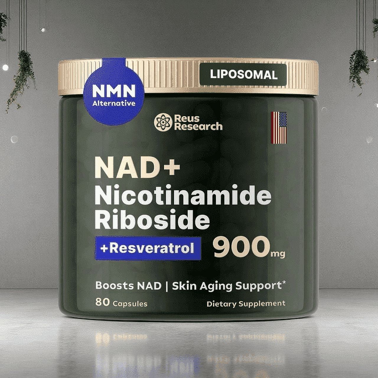 Nicotinamide Riboside 900mg Capsules-NAD+ Booster +Resveratrol-80Count ...