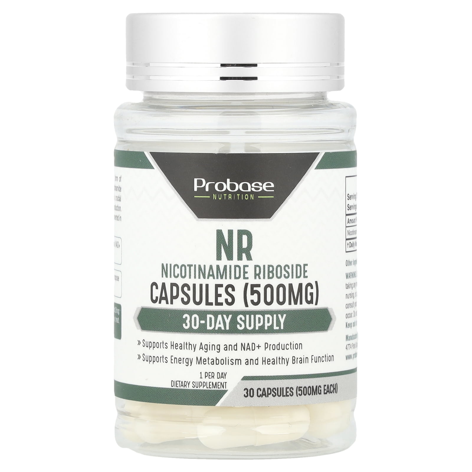 Probase Nutrition Nicotinamide Riboside NR Capsules 30ct/500mg ...