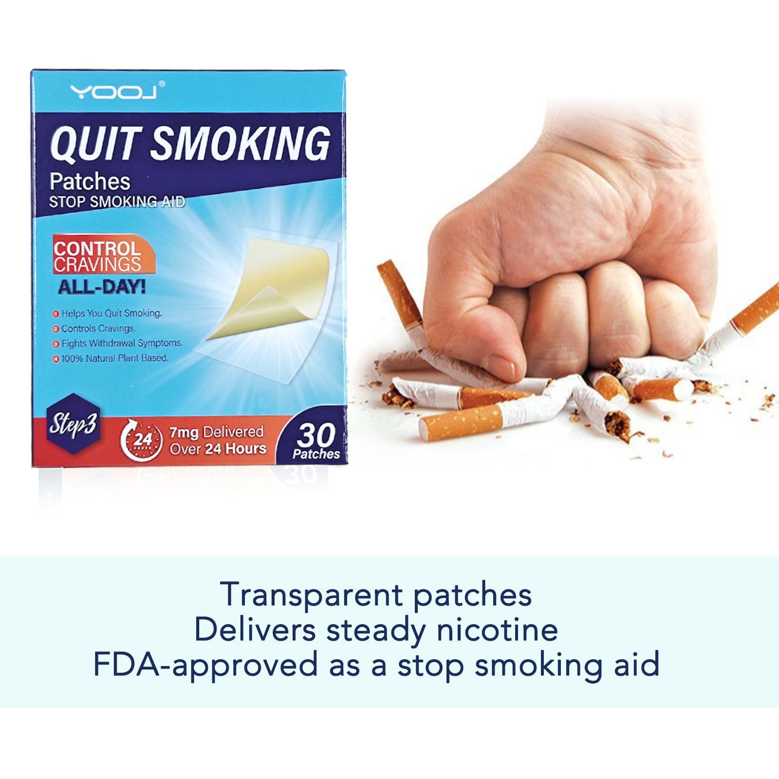 Nicotine Patches Step 3 7 mg - Stop Smoking Aid Patches to Quit Smoking ...