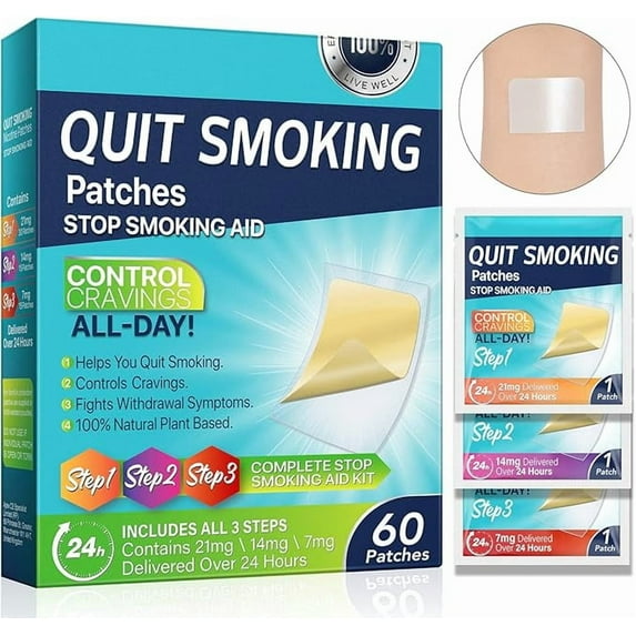 Nicotine Replacement Patches, 3-Step System for Smoking Cessation, 24/7 ...