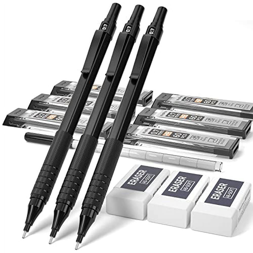 Nicpro 0.7 mm Mechanical Pencils Set with Case, 3 Metal Artist Pencil ...