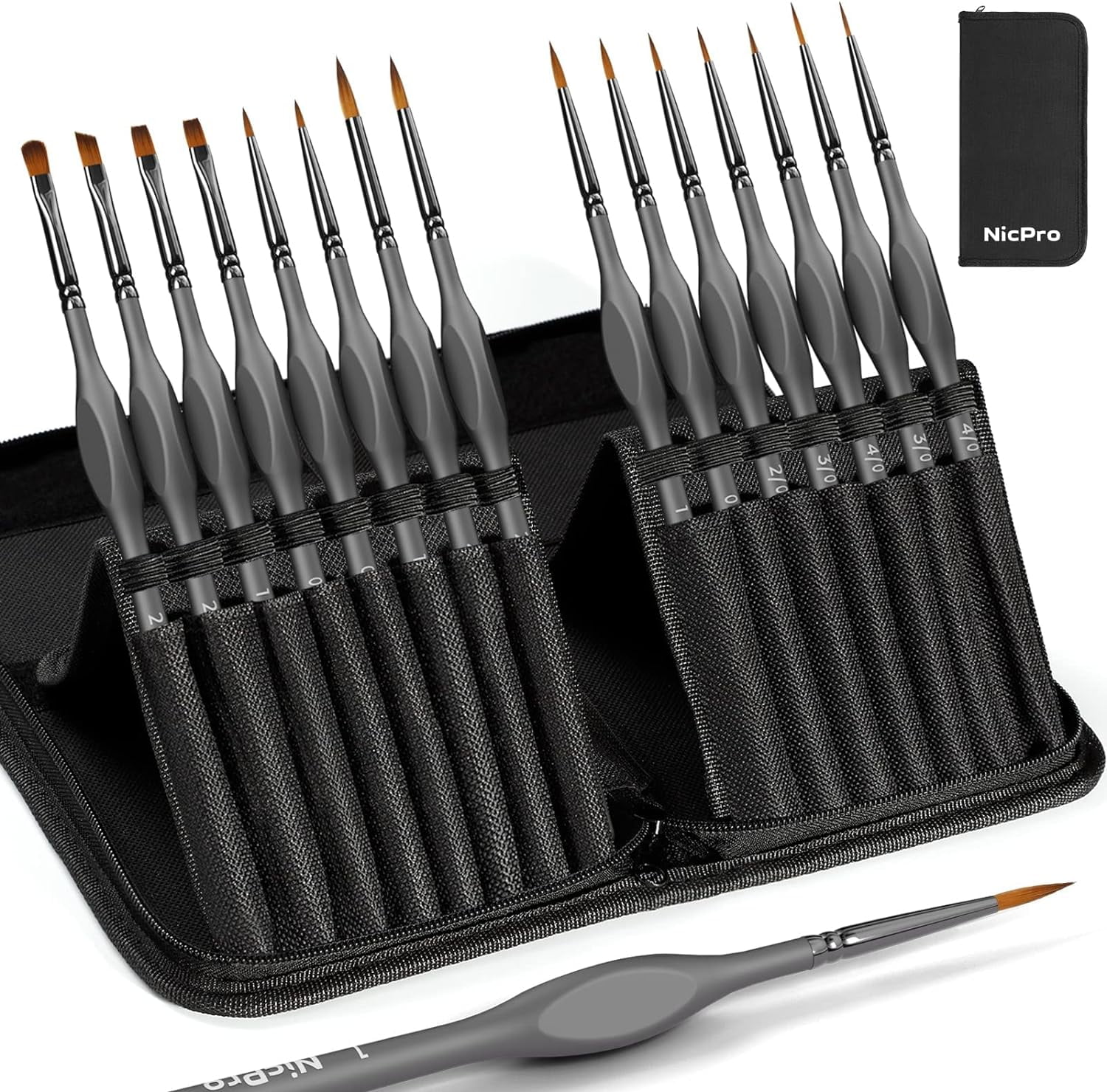 NicPro, 15 Pack Miniature Painting Set, Fine Detail Art Brushes with ...