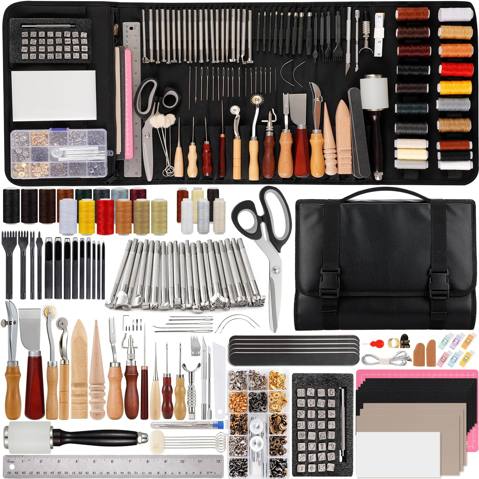 Nicpro 160PCS Upgrade Leather Tooling Kit Leather Working Tools Kit ...