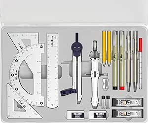 Nicpro 20PCS Professional Geometry Set with Case, Drafting Tools with ...