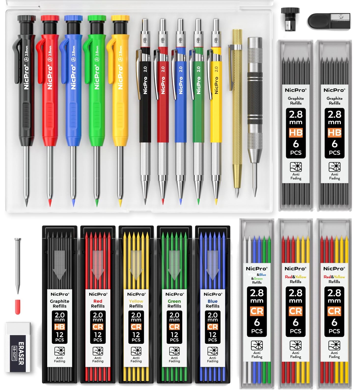 Nicpro 27 Pack Carpenter Pencils for Woodworking, Construction ...