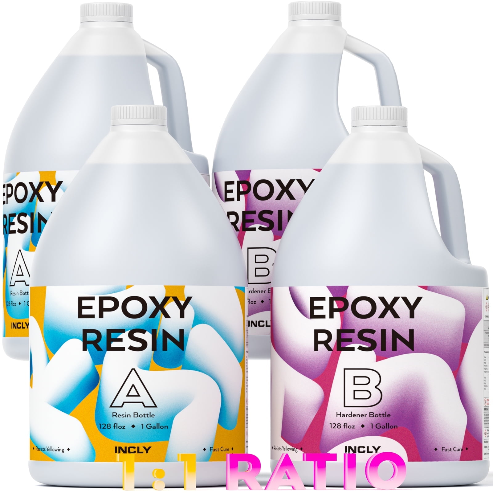 INCLY 4 Gallon Crystal Clear Epoxy Resin Kit, High Gloss & Bubbles Free ...