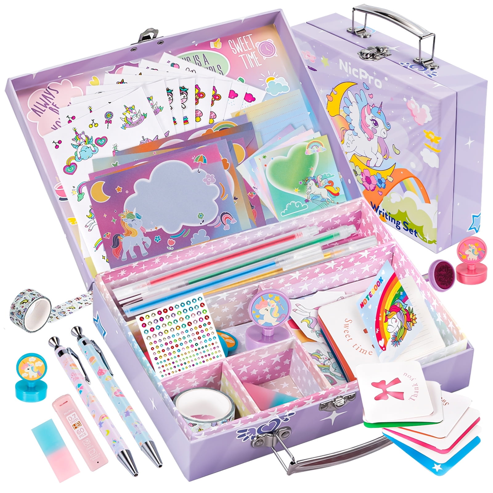 Nicpro 62PCS Unicorn Stationary Set, Cute Stationery Supplies Letter ...
