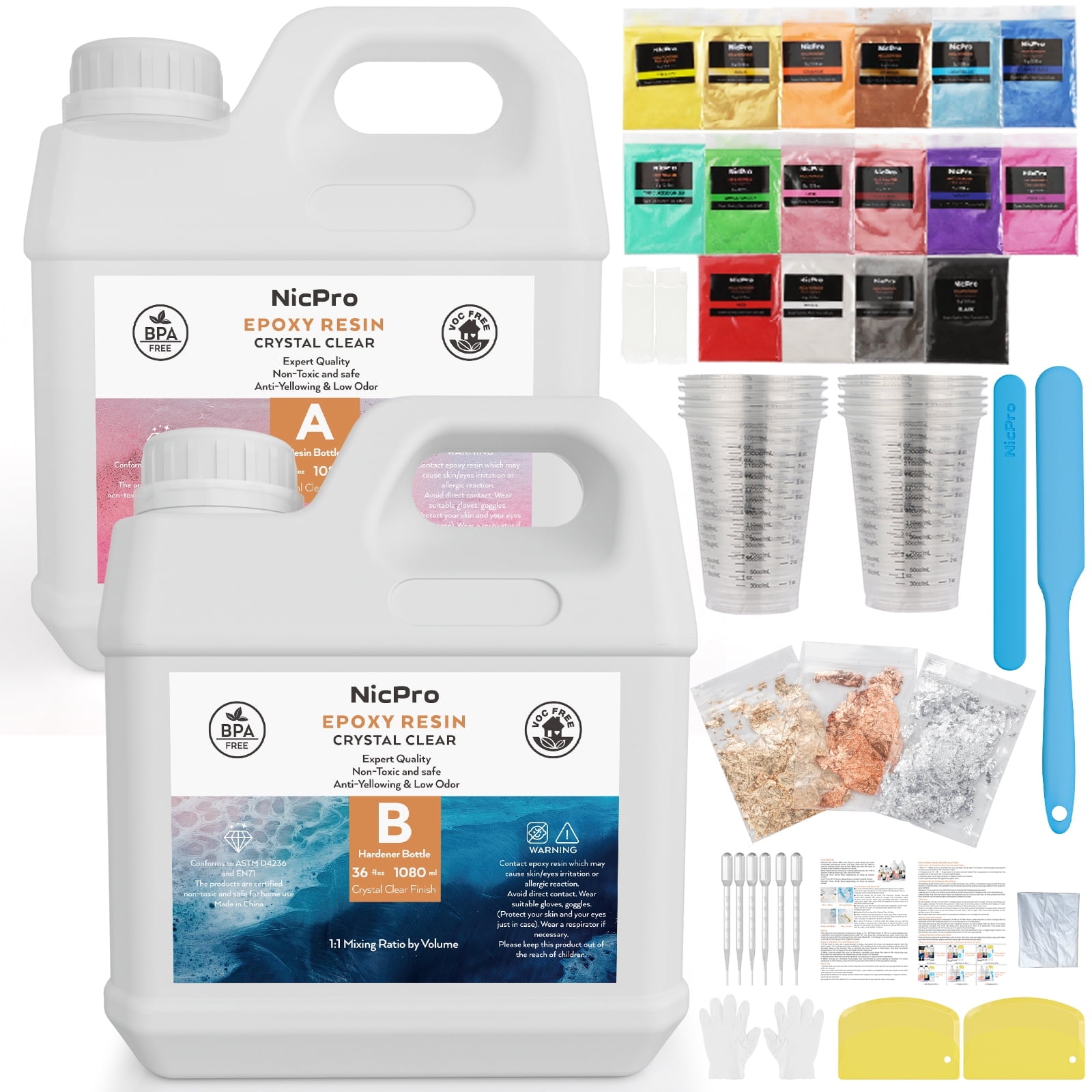 Nicpro 72oz Epoxy Resin Kit, Crystal Clear, Resin for Crafts, Tumblers ...