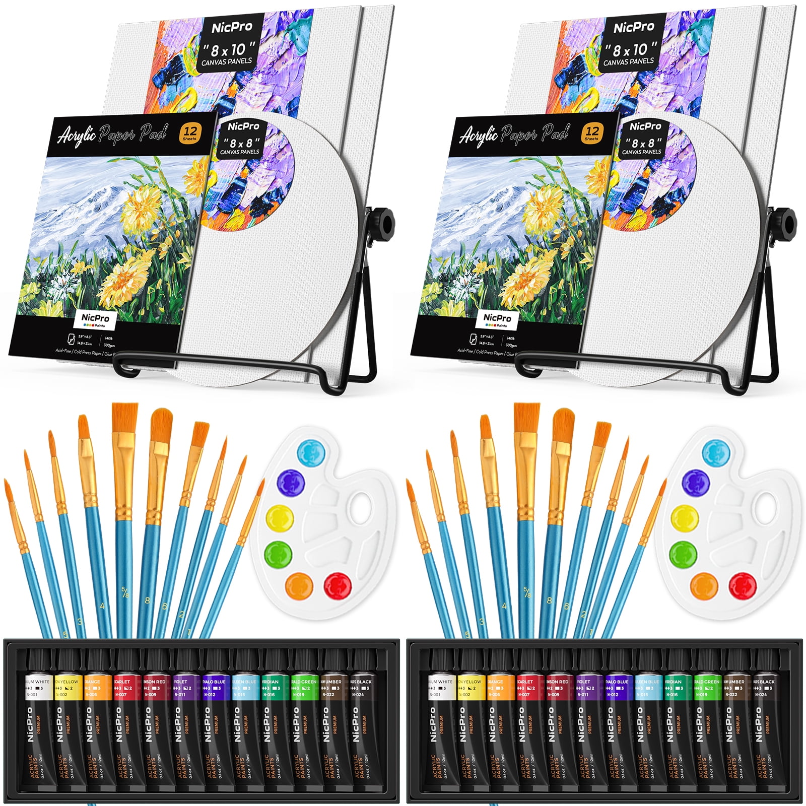 Nicpro Acrylic Paint Canvas Set for Adults & Kids, 80PCS Art Painting ...