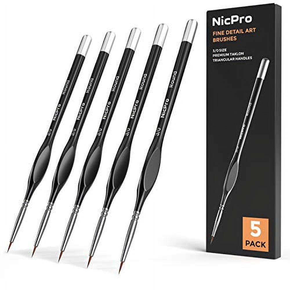 Nicpro Detail Paint Brushes 5 PCS Extra Fine Tip 000 Professional ...