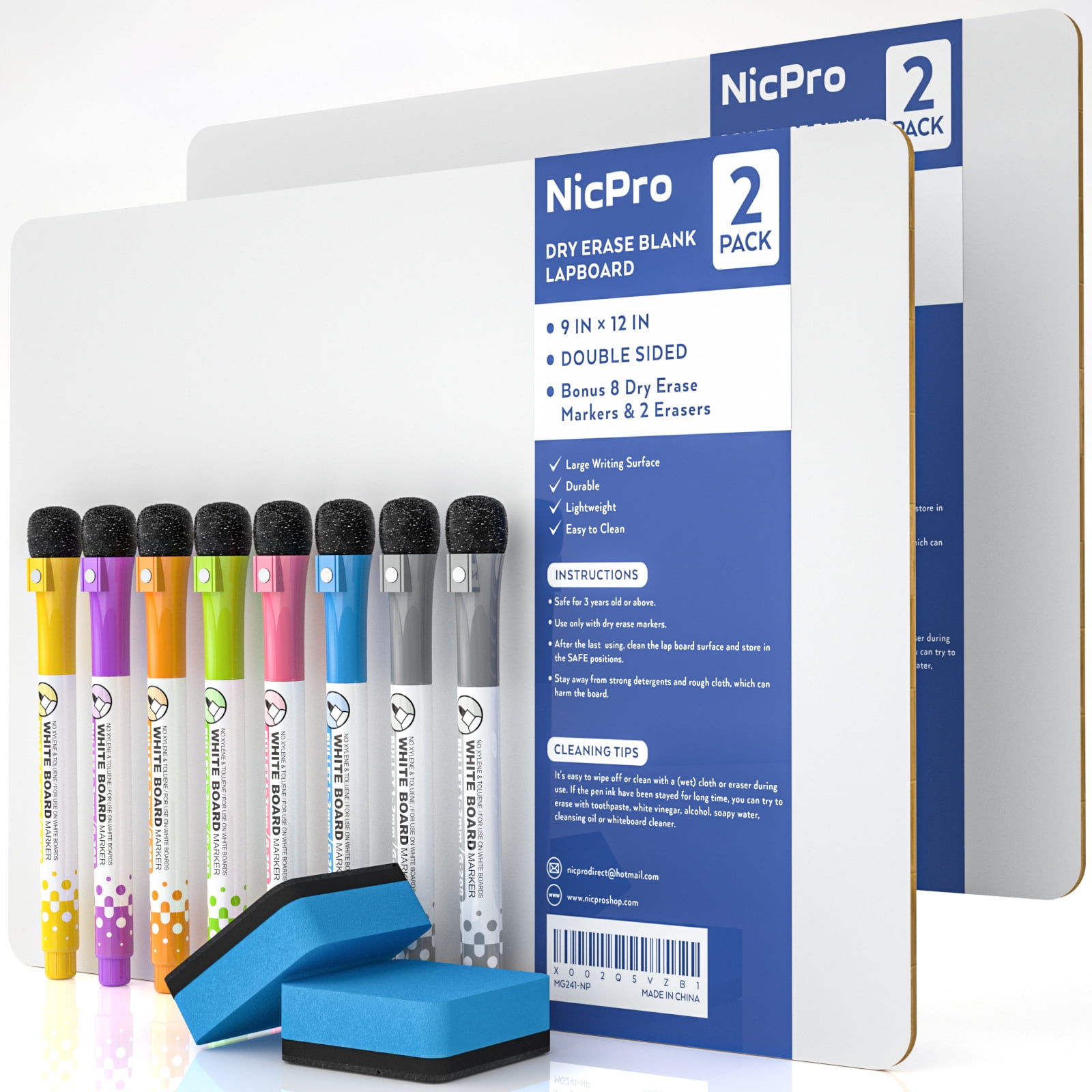 Nicpro Dry Erase Magnetic Portable Whiteboard 2 Pack - Walmart.com