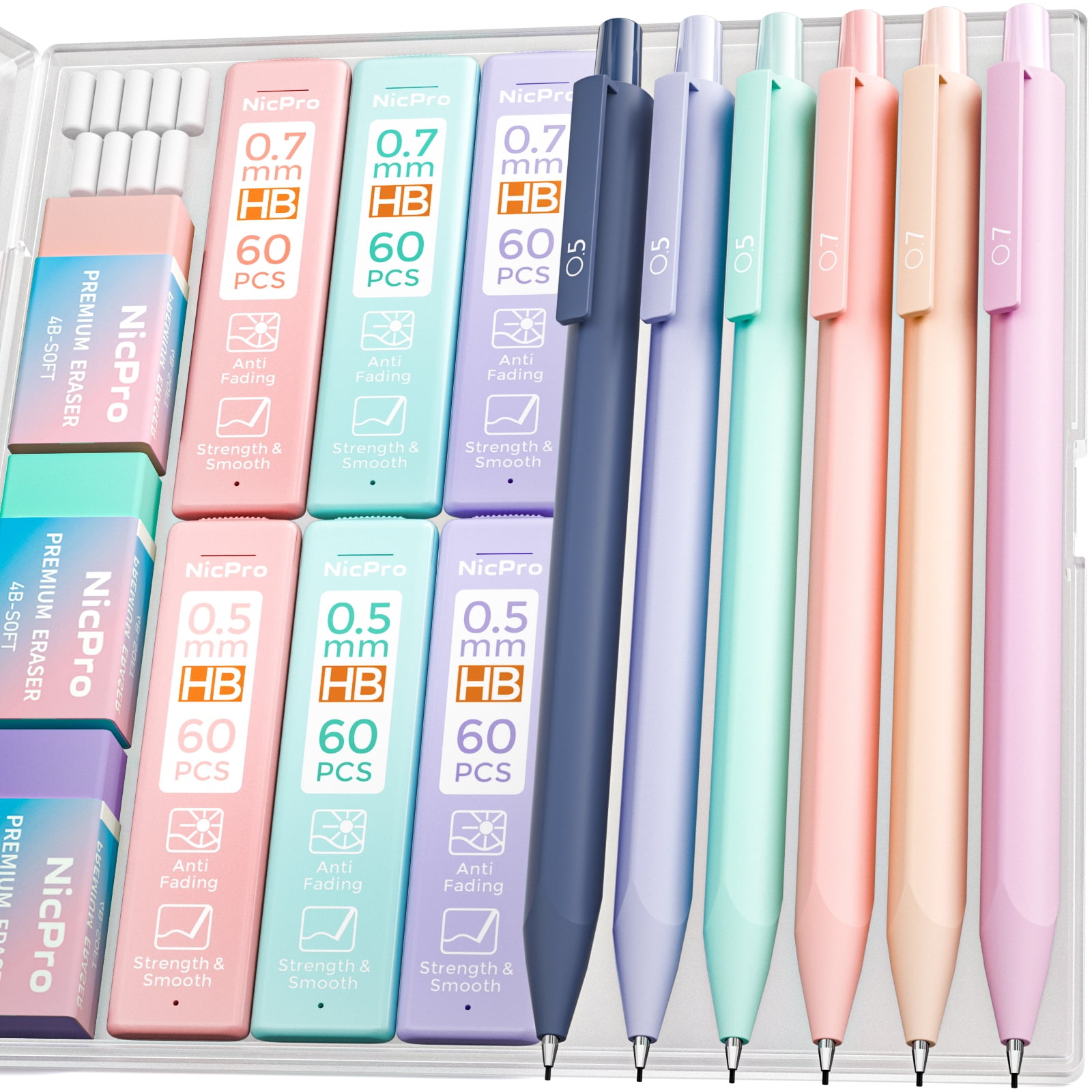 Nicpro Aesthetic & Fun 6Pcs Pastel Mechanical Pencil Set, 0.5 & 0.7 mm ...