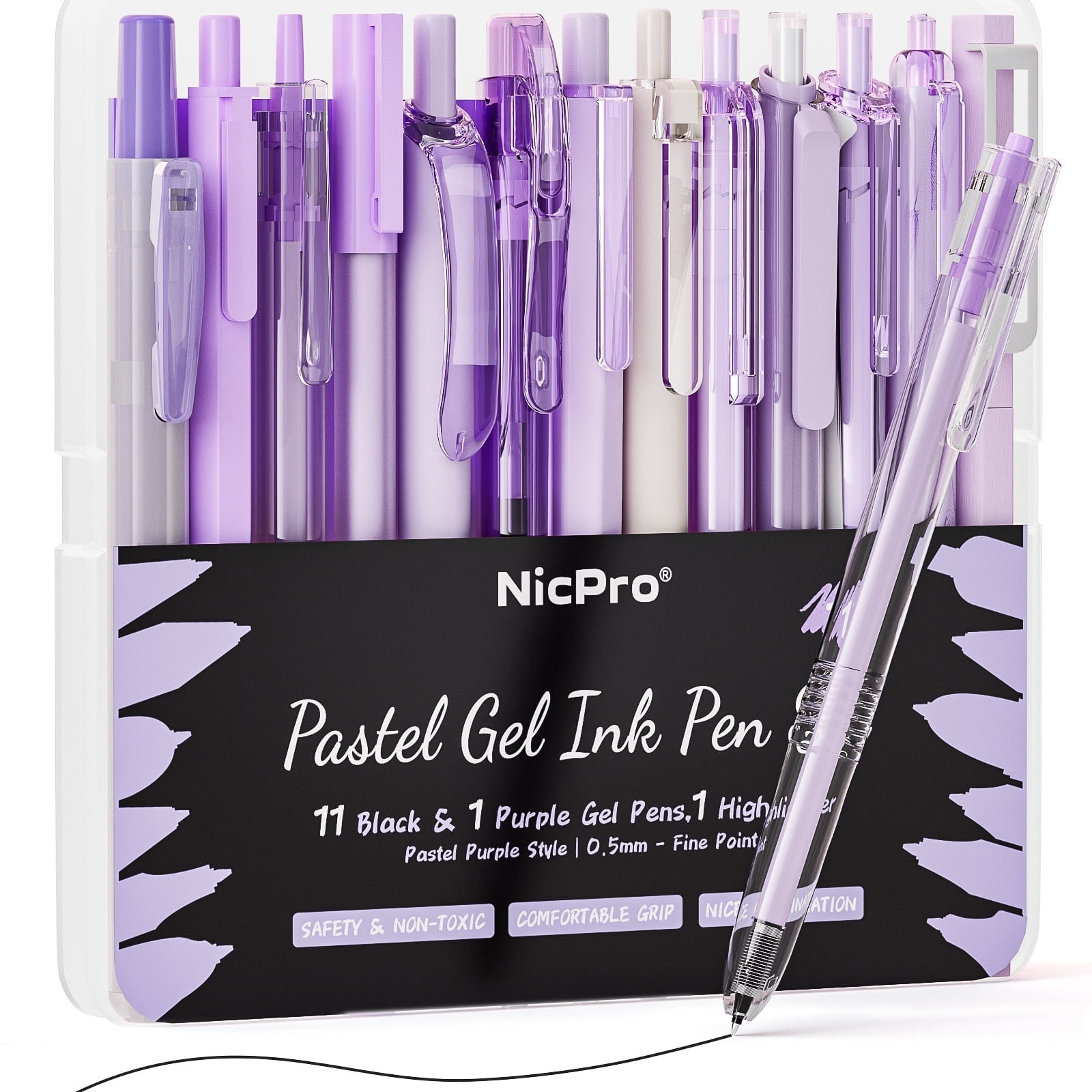 Nicpro 13Pcs Pastel Gel Ink Pen Set with Case, Cute Retractable 0.5mm ...
